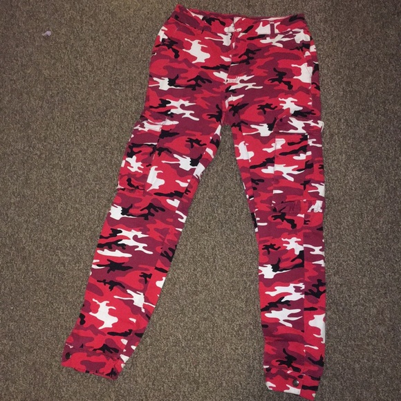 Pants & Jumpsuits | Red Camo Cargo Pants | Poshmark